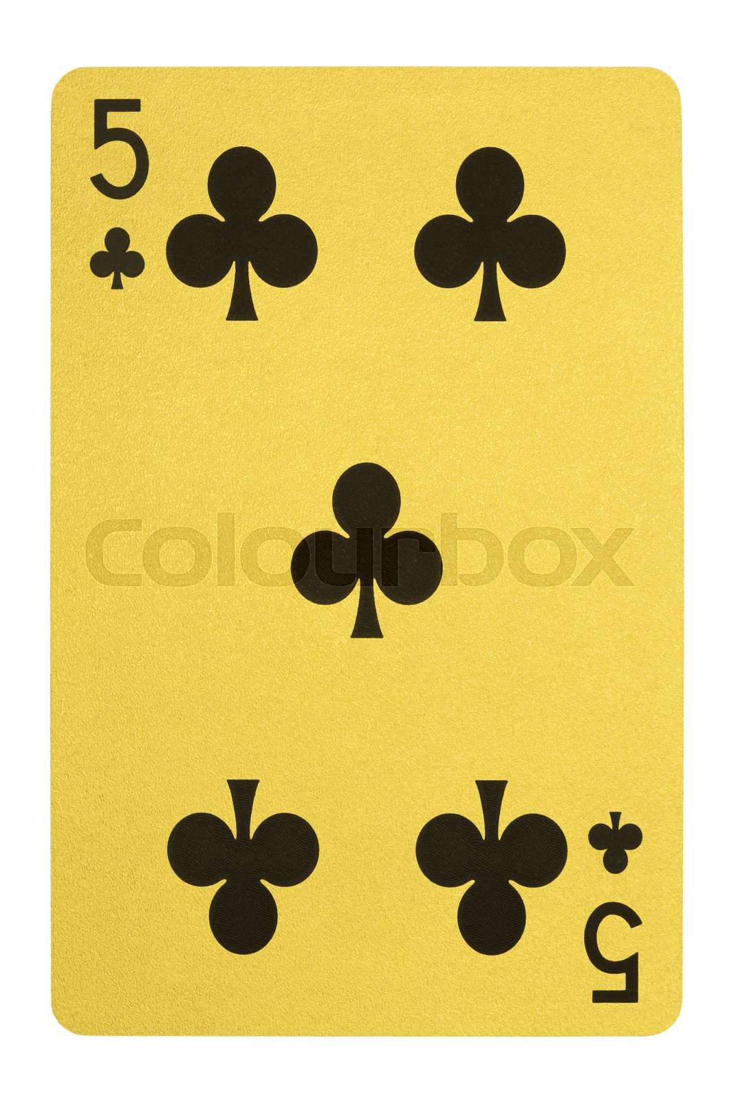 Golden playing cards, Five of clubs | Stock image | Colourbox