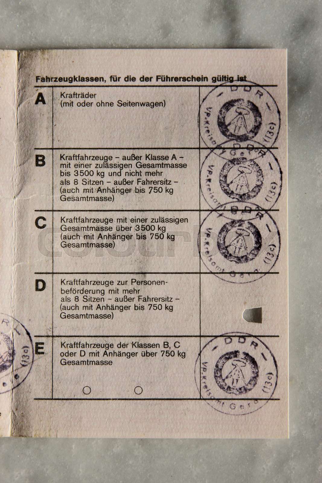 DDR Führerschein | Stock Bild | Colourbox