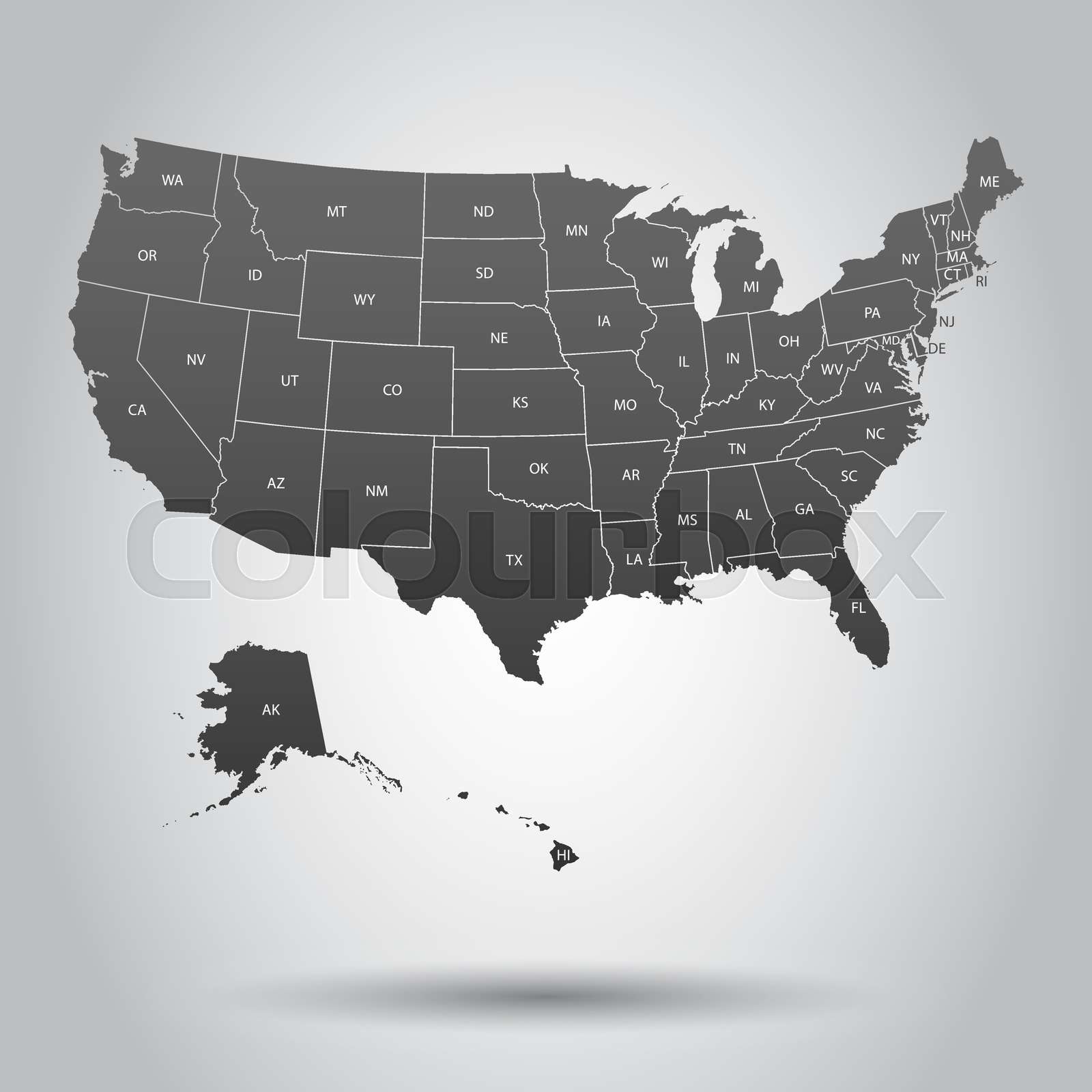 usa, kort, amerika | Stock vektor | Colourbox