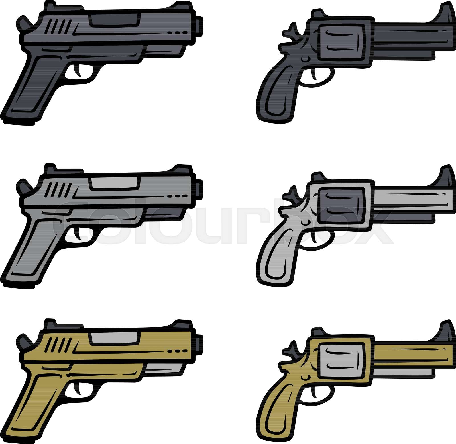 Cartoon pistols and handguns vector icons | Stock vector | Colourbox