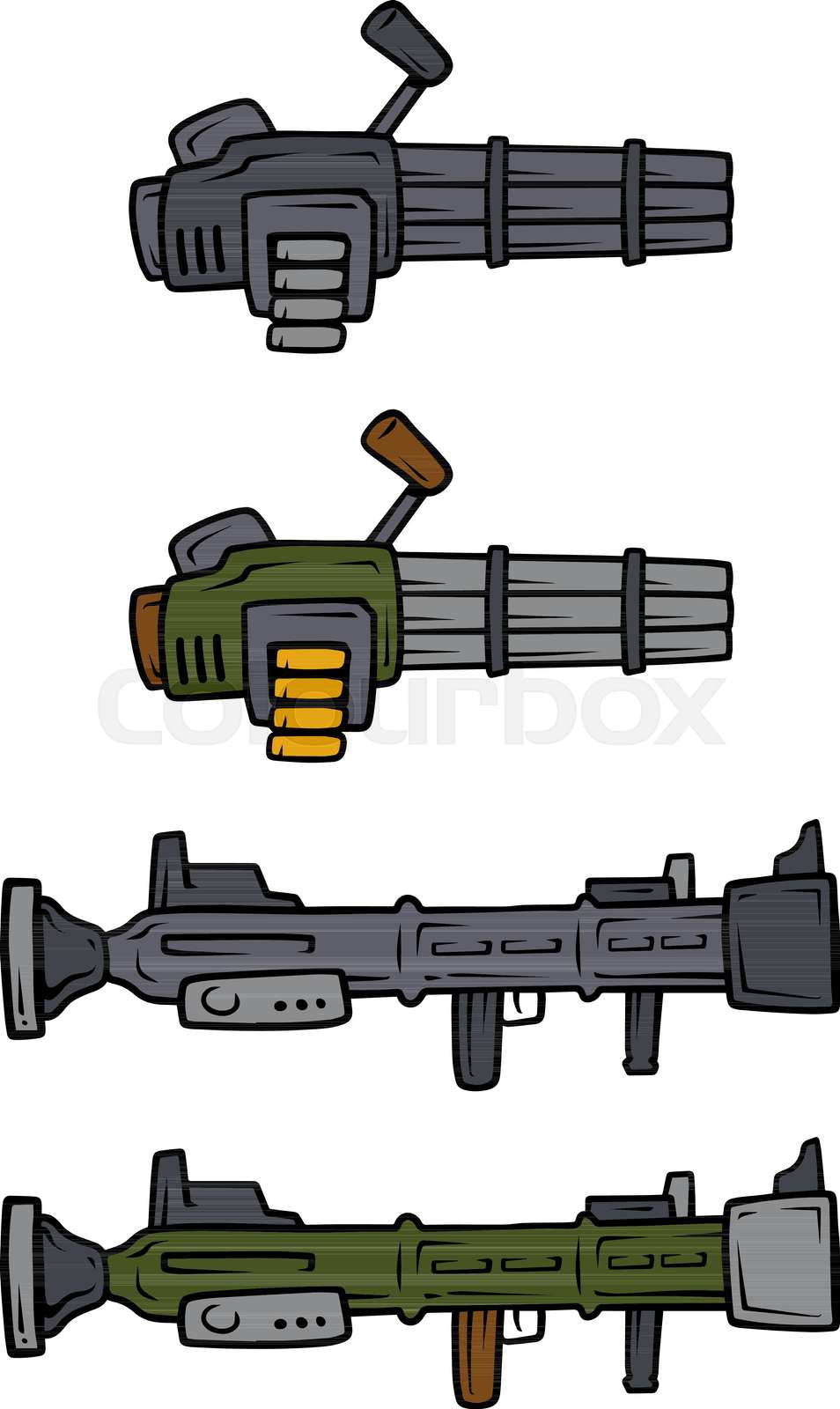 Cartoon machine guns and bazooka vector icons | Stock vector | Colourbox