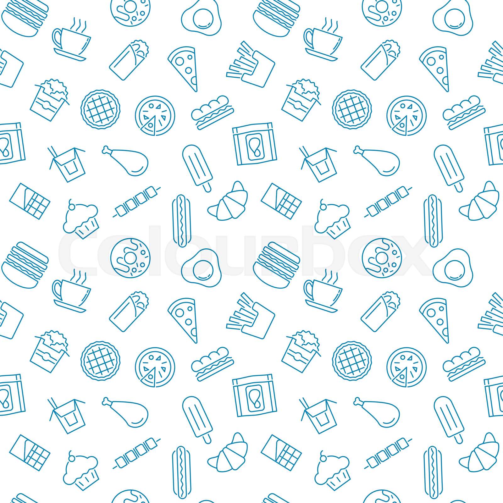 Pattern with fast food icons - vector seamless texture | Stock vector ...