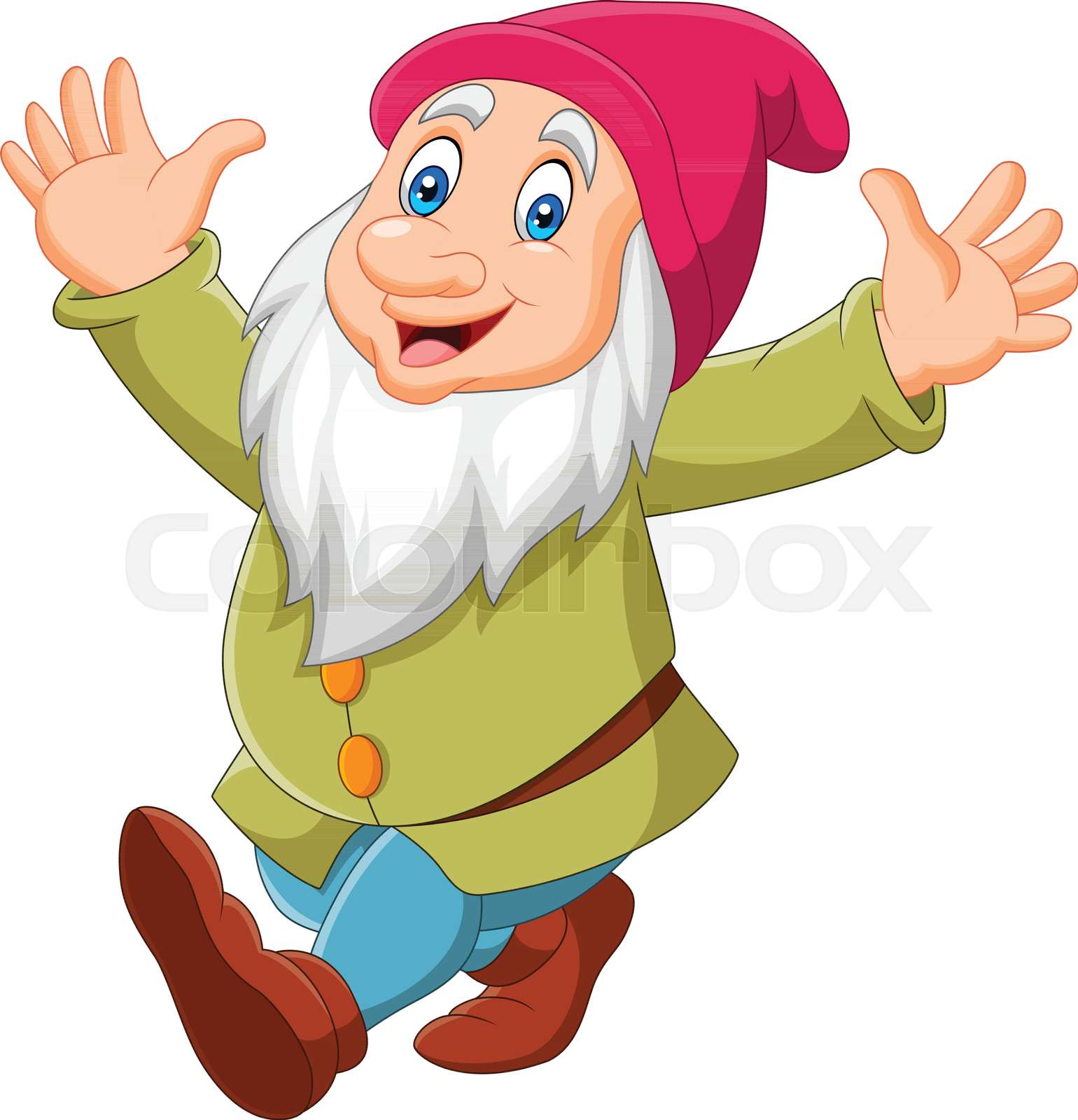Happy cartoon dwarf isolated on white background | Stock vector | Colourbox