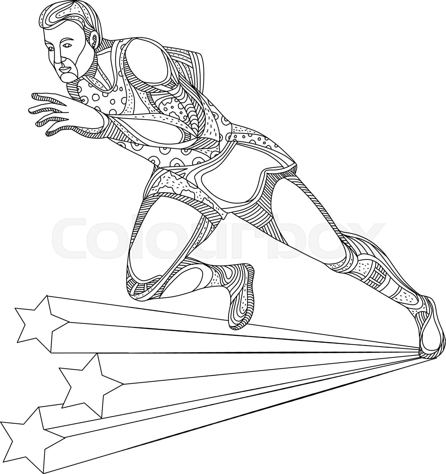 Track and Field Athlete Running Doodle Art | Stock vector | Colourbox