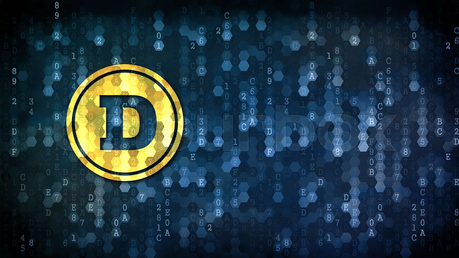 Dogecoin - Icon on Digital Background. | Stock image | Colourbox