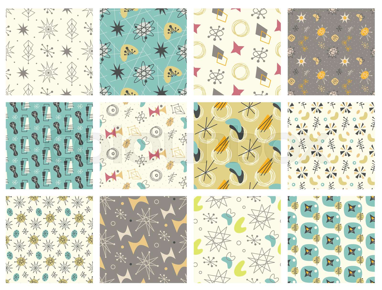 Set of Mid century modern seamless pattern | Stock vector | Colourbox