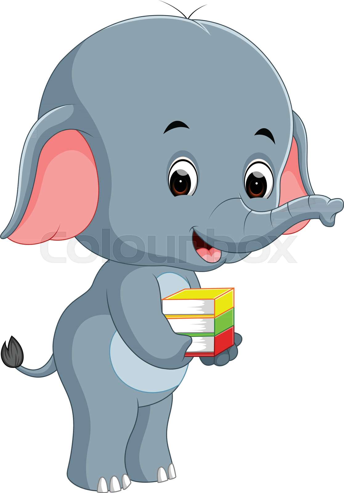 cute elephant holding book | Stock vector | Colourbox