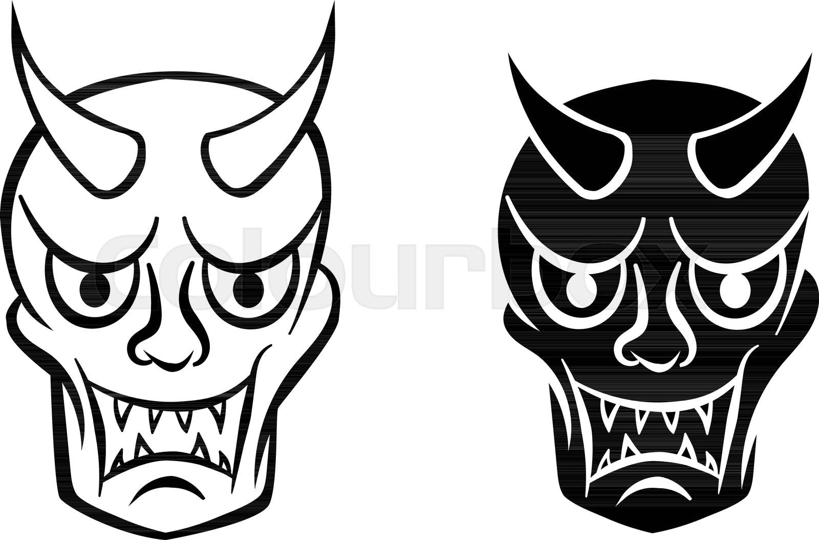 Hanya mask ; Evil ghost face in logo and icon | Stock vector | Colourbox