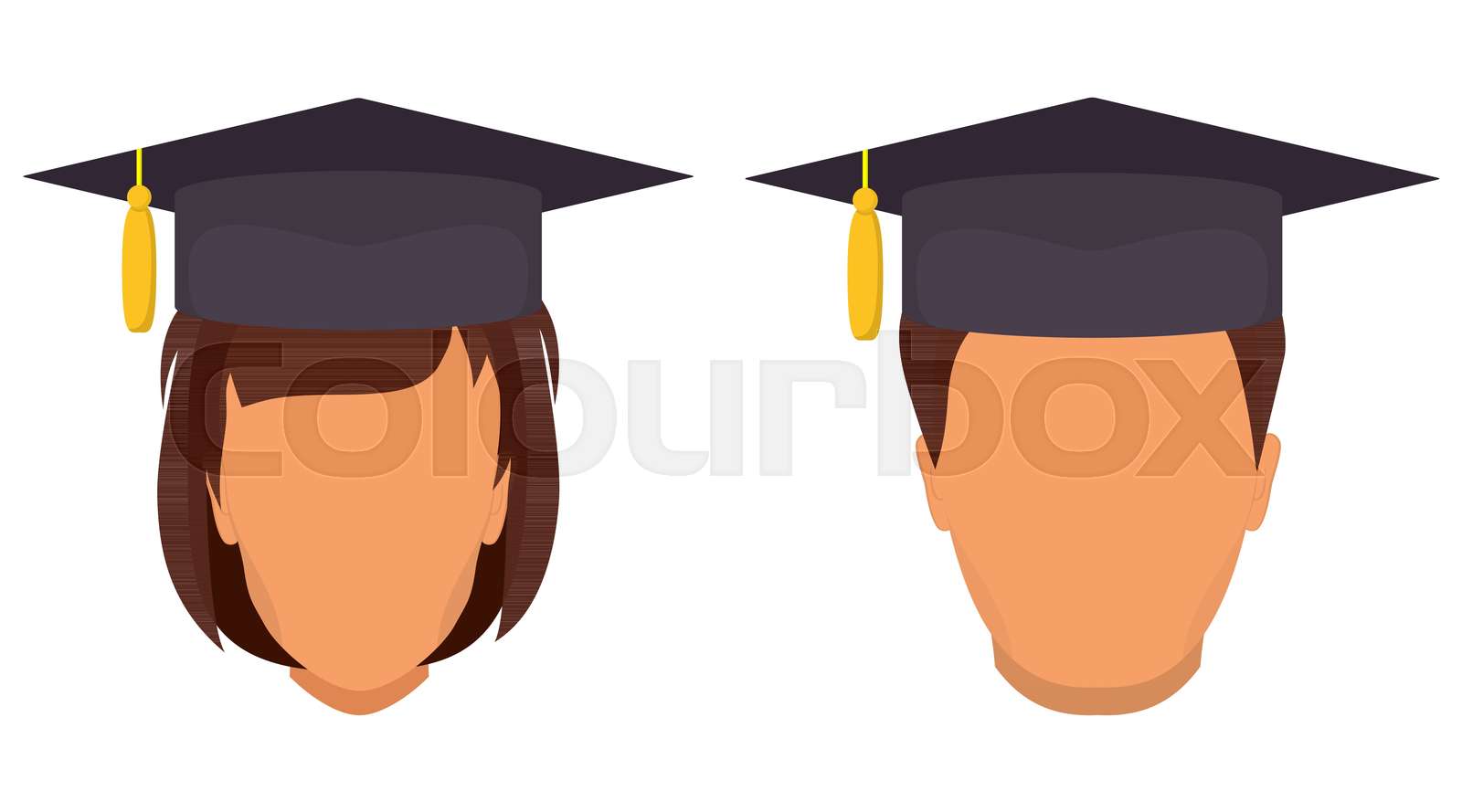 Student s graduation avatars. Man and woman in graduation caps. Vector ...