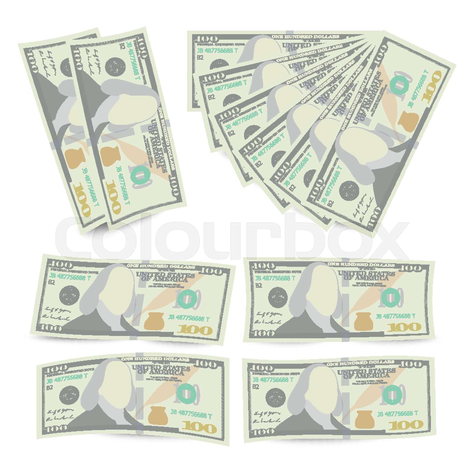 100 Dollars Banknote Stack Vector | Stock vector | Colourbox