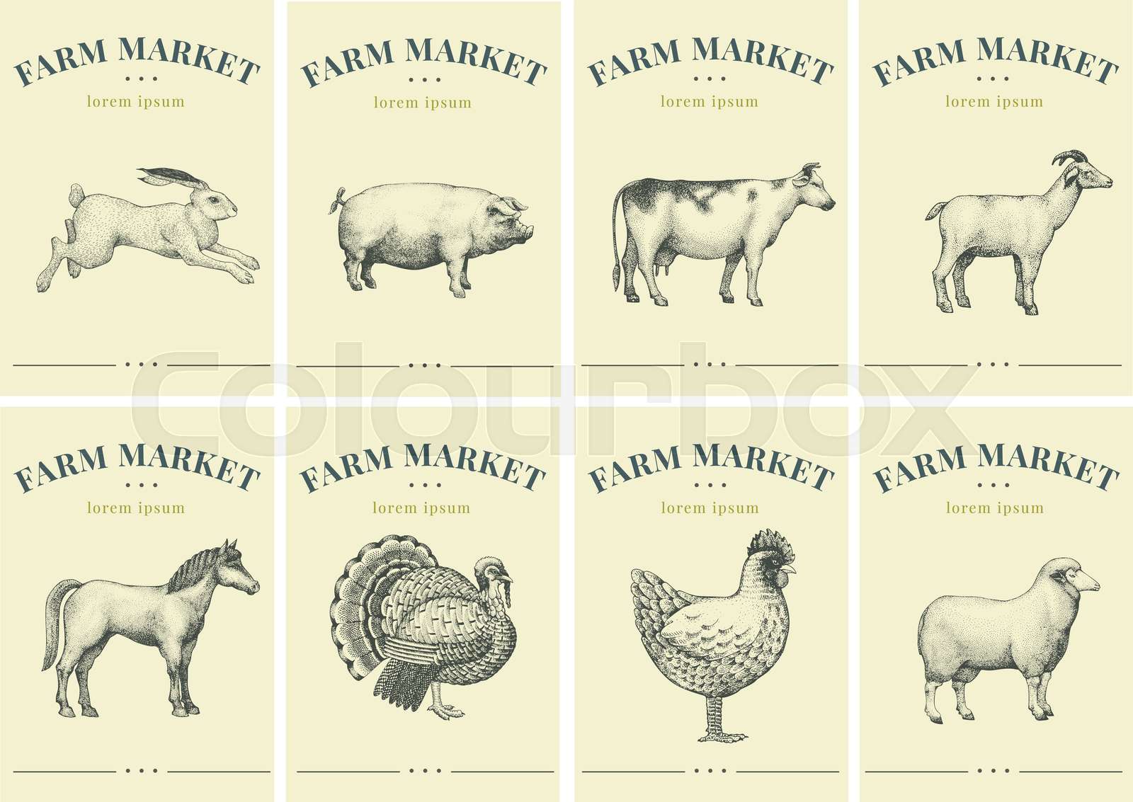 Labels with farm animals. Set templates price tags for shops and ...