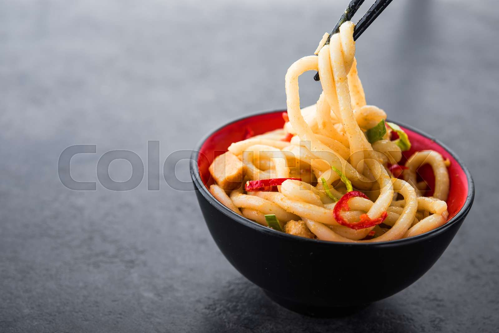 Japanese udon noodles with chopstick | Stock image | Colourbox