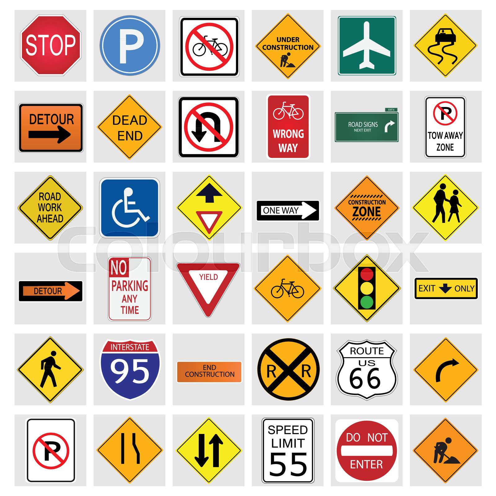 Road Signs | Stock vector | Colourbox