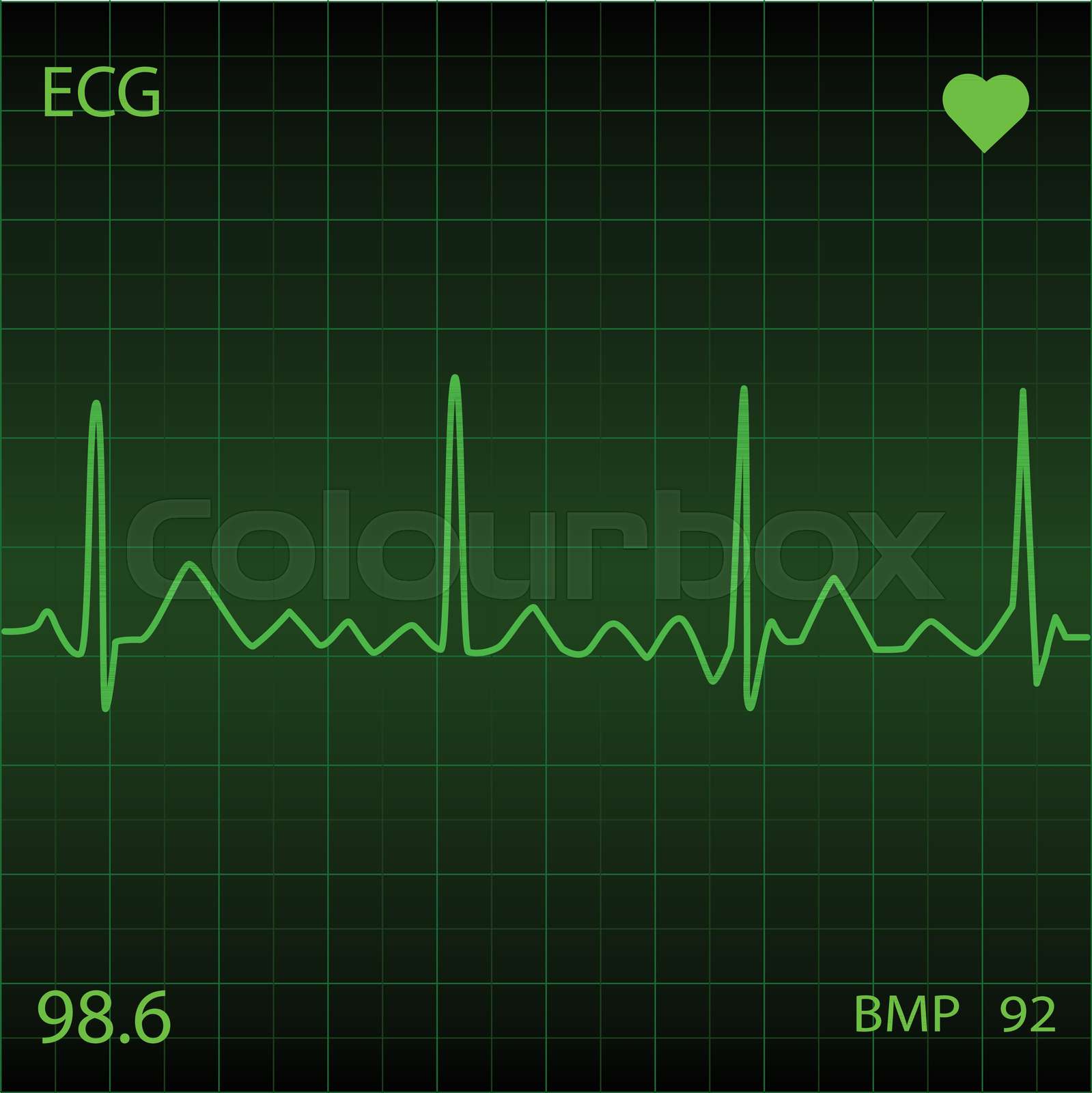 Green ECG chart | Stock vector | Colourbox