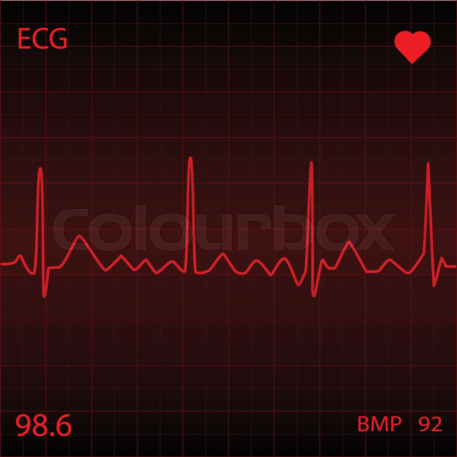 Red Ecg Of The Heart Stock Vector Colourbox