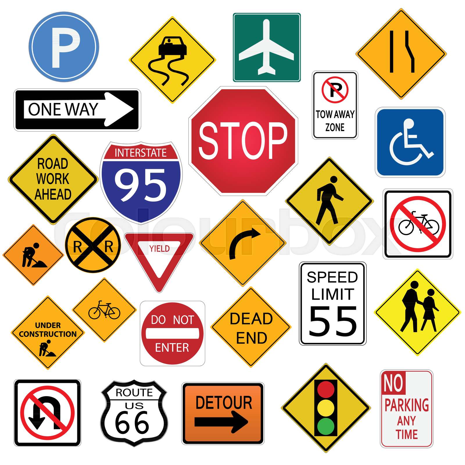 Multiple road signs | Stock vector | Colourbox