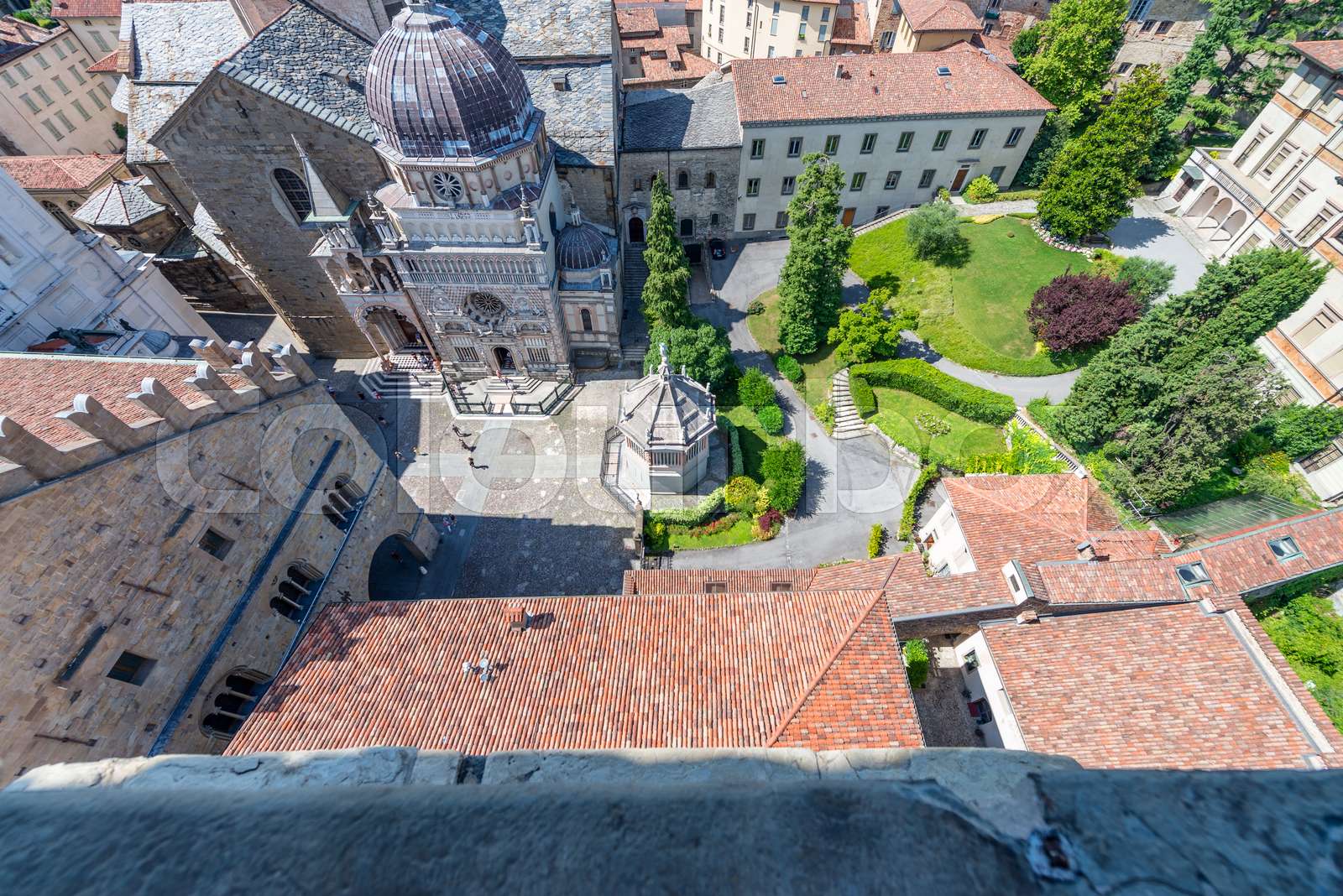 Aerial view of beautiful Bergamo Alta skyline, Italy | Stock image ...