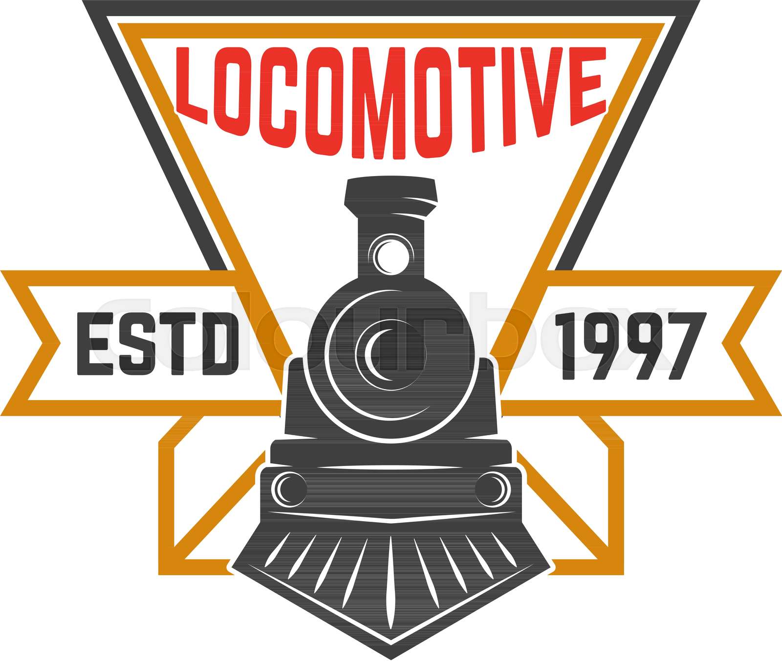 Emblem template with retro train. Rail road. Locomotive. Design element ...