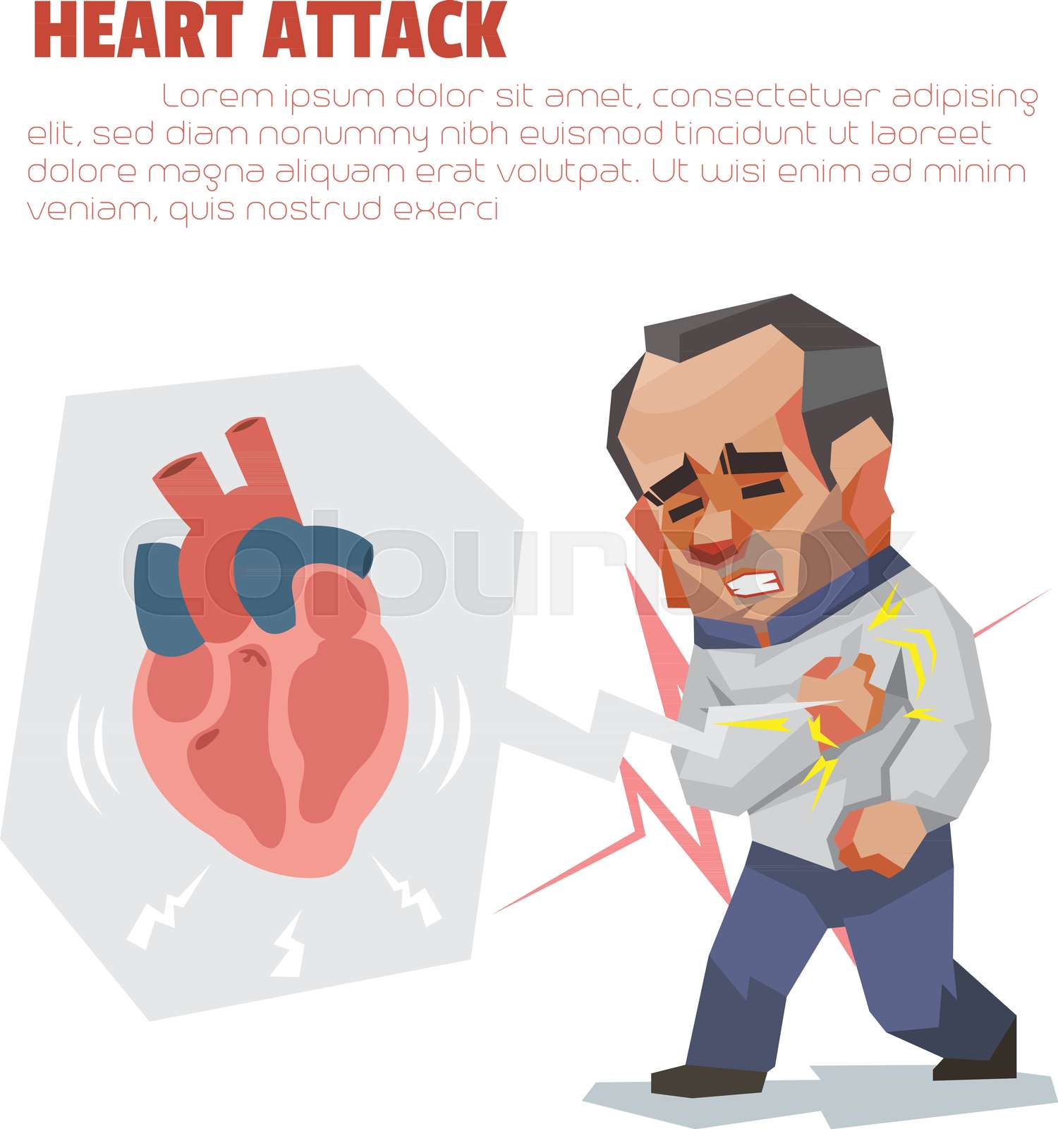Heart attack, Vector cartoon illustration. | Stock vector | Colourbox