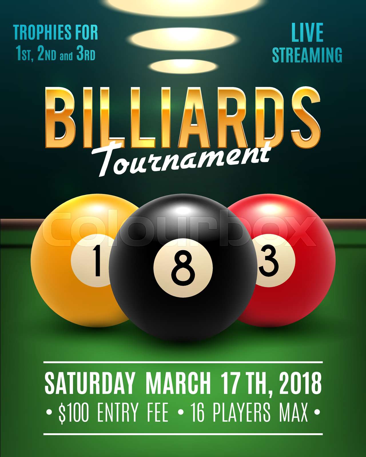 Pool billiards vector tournament poster | Stock vector | Colourbox