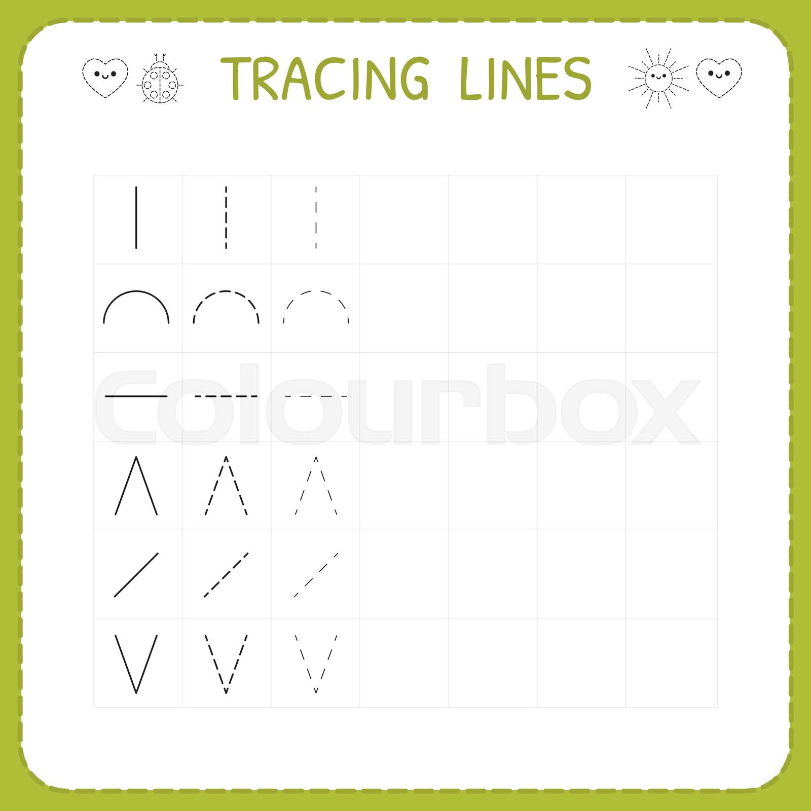 Trace line worksheet for kids. Working pages for children. Preschool or ...