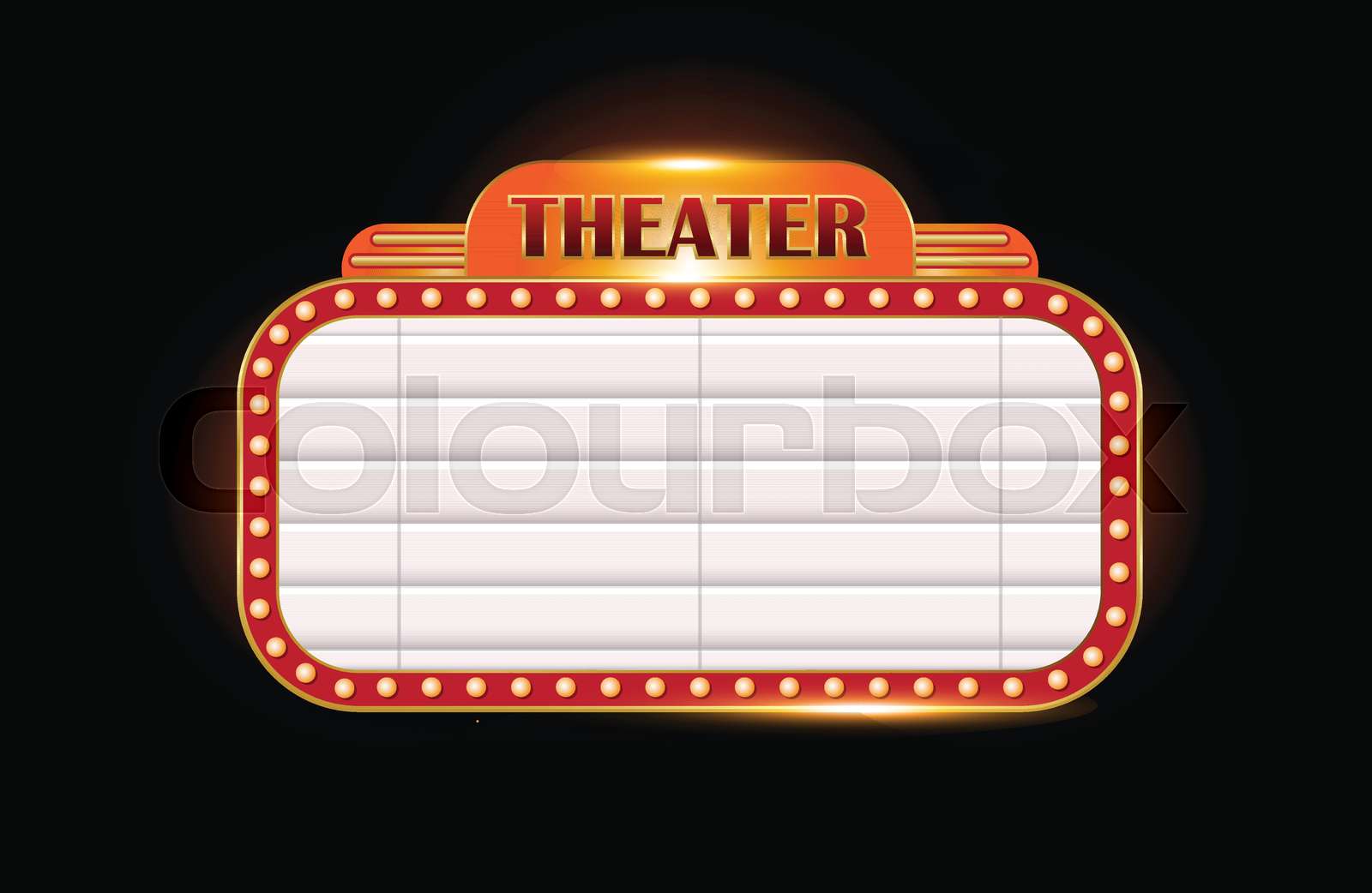 Brightly theater glowing retro cinema neon sign | Stock vector | Colourbox