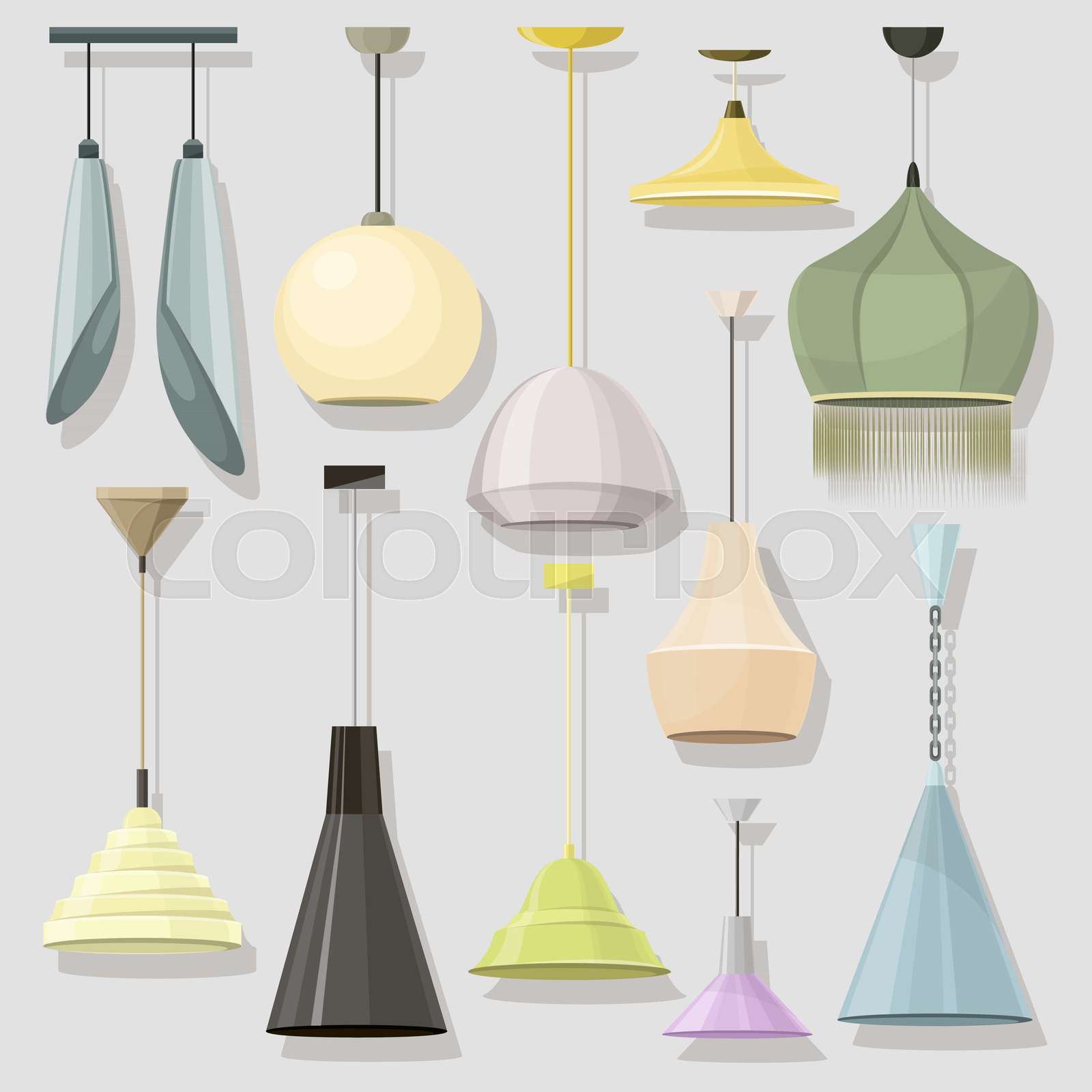 Lamps sign set for interior | Stock vector | Colourbox
