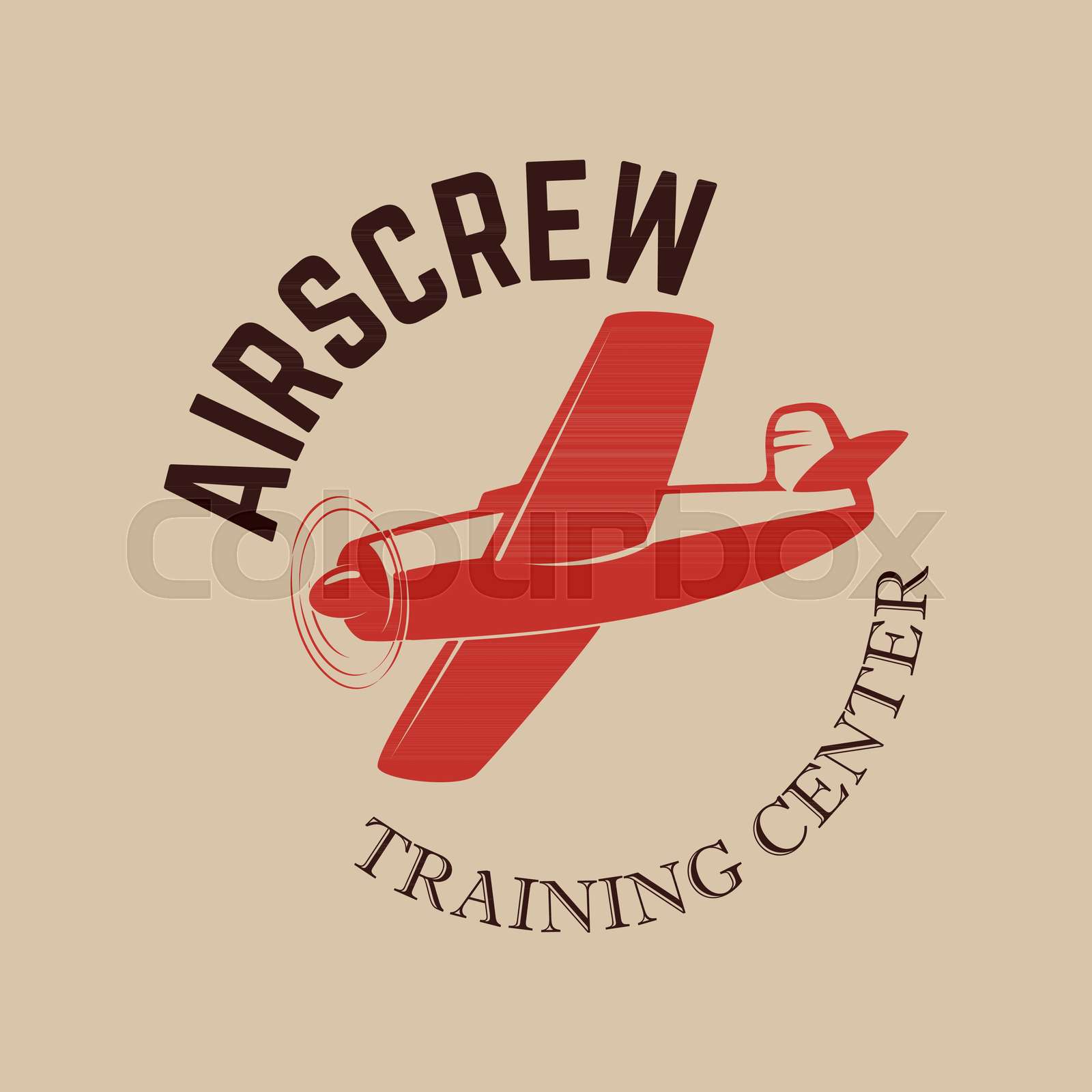 Aviation training center emblem template with retro airplane. Design ...