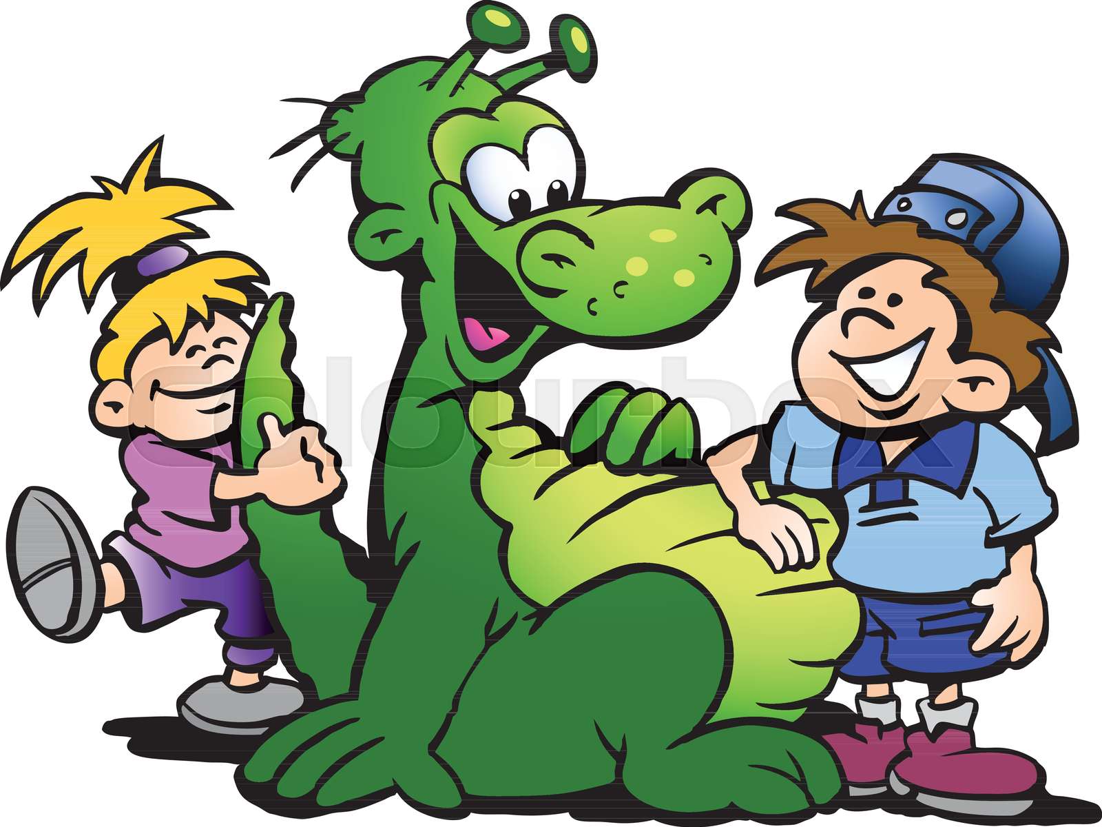 kids, playing, dinosaur | Stock vector | Colourbox