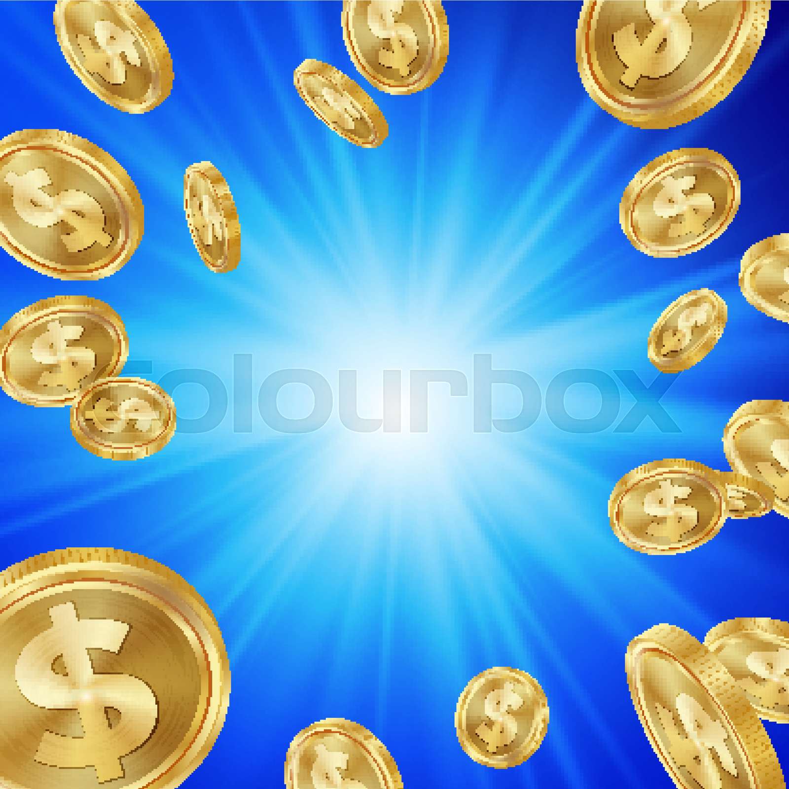Jackpot Winner Background Vector. Falling Explosion Gold Coins ...