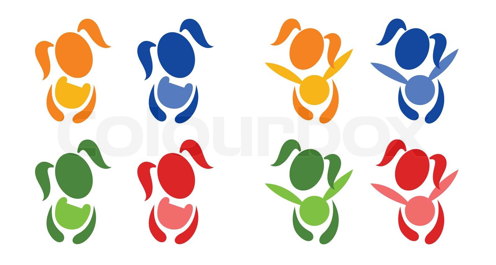 Pictogram images of a girl with toys | Stock vector | Colourbox