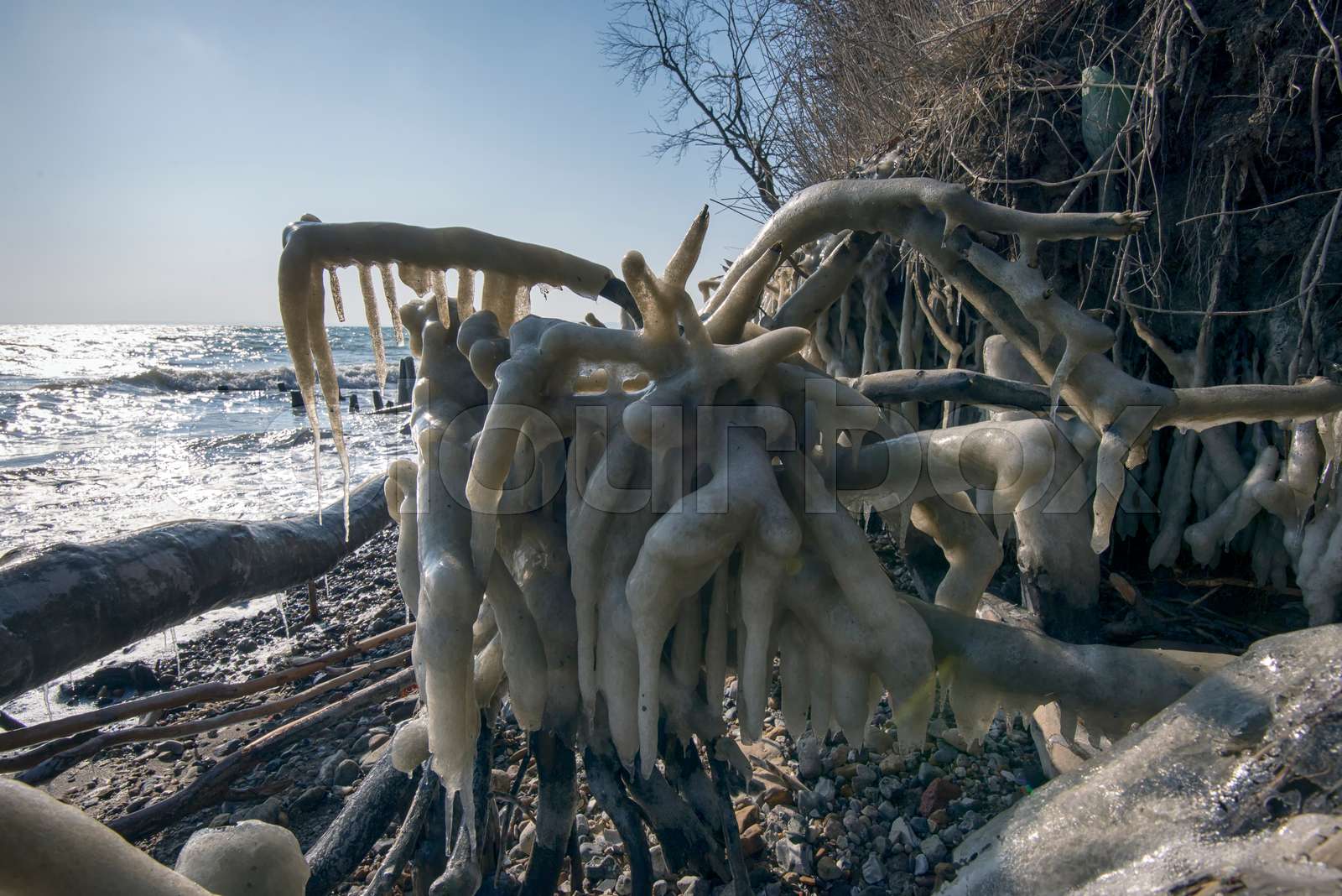 Danish winter coastline landscape with ice | Stock image | Colourbox