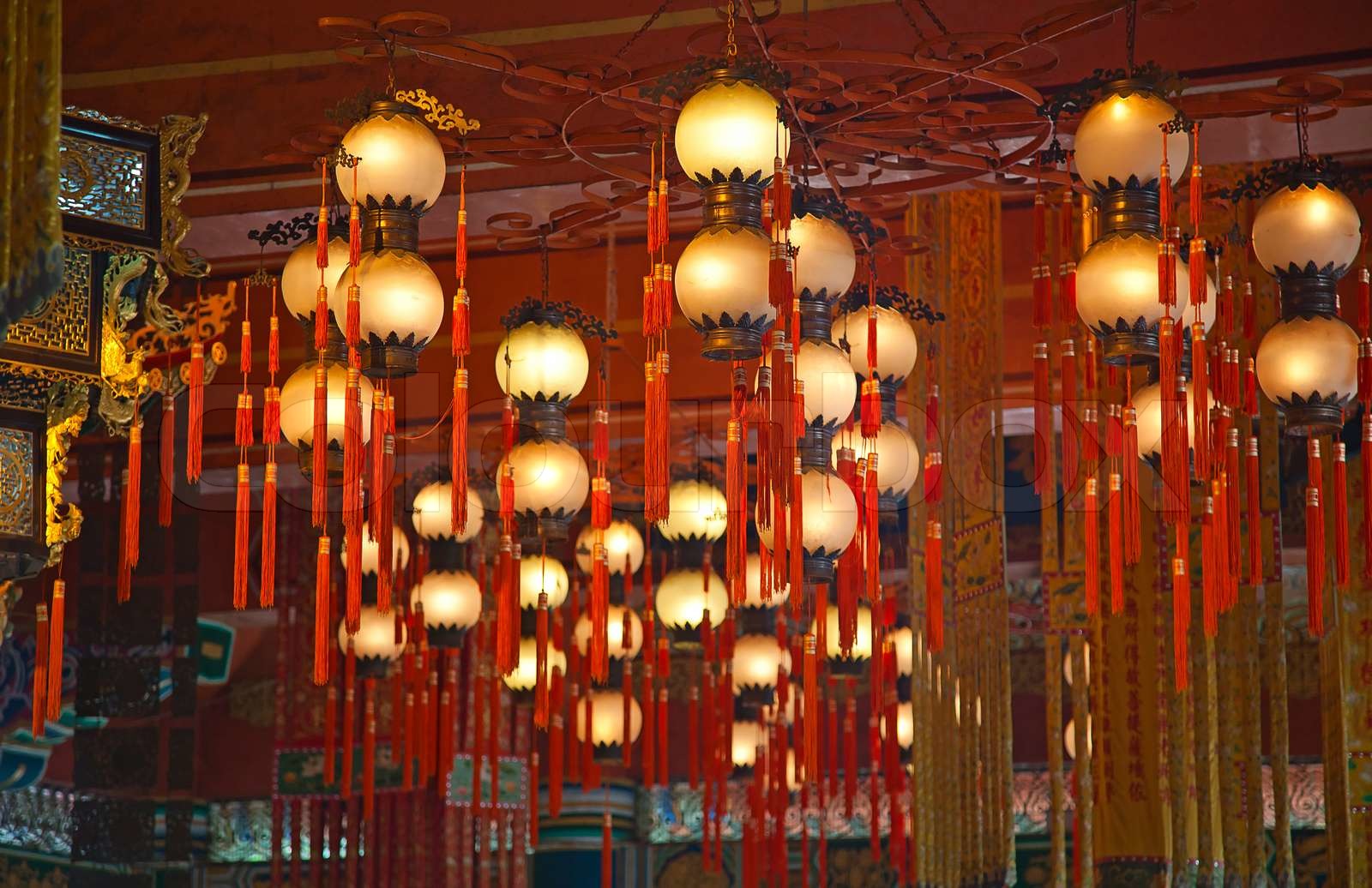 Interior of the Po Lin monastery on Lantau Island Hong Kong | Stock ...