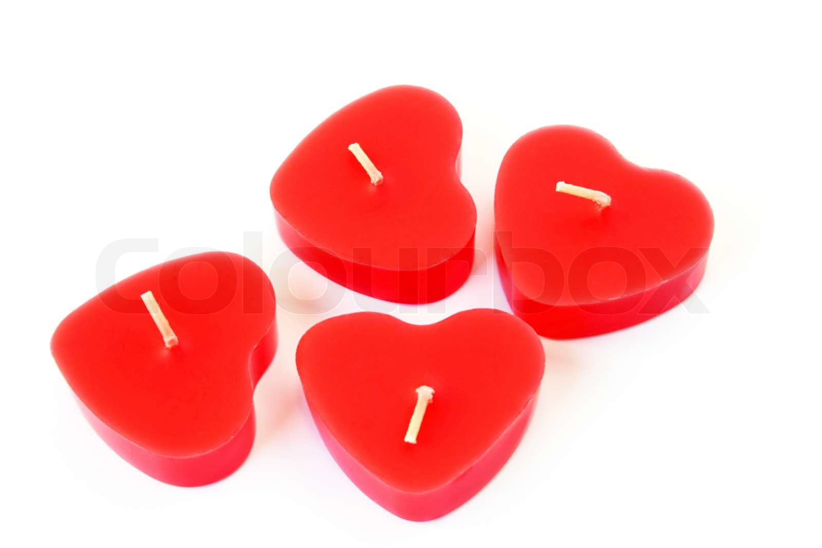 Hjerte form rødt stearinlys isoleret på hvid baggrund | Stock foto ...