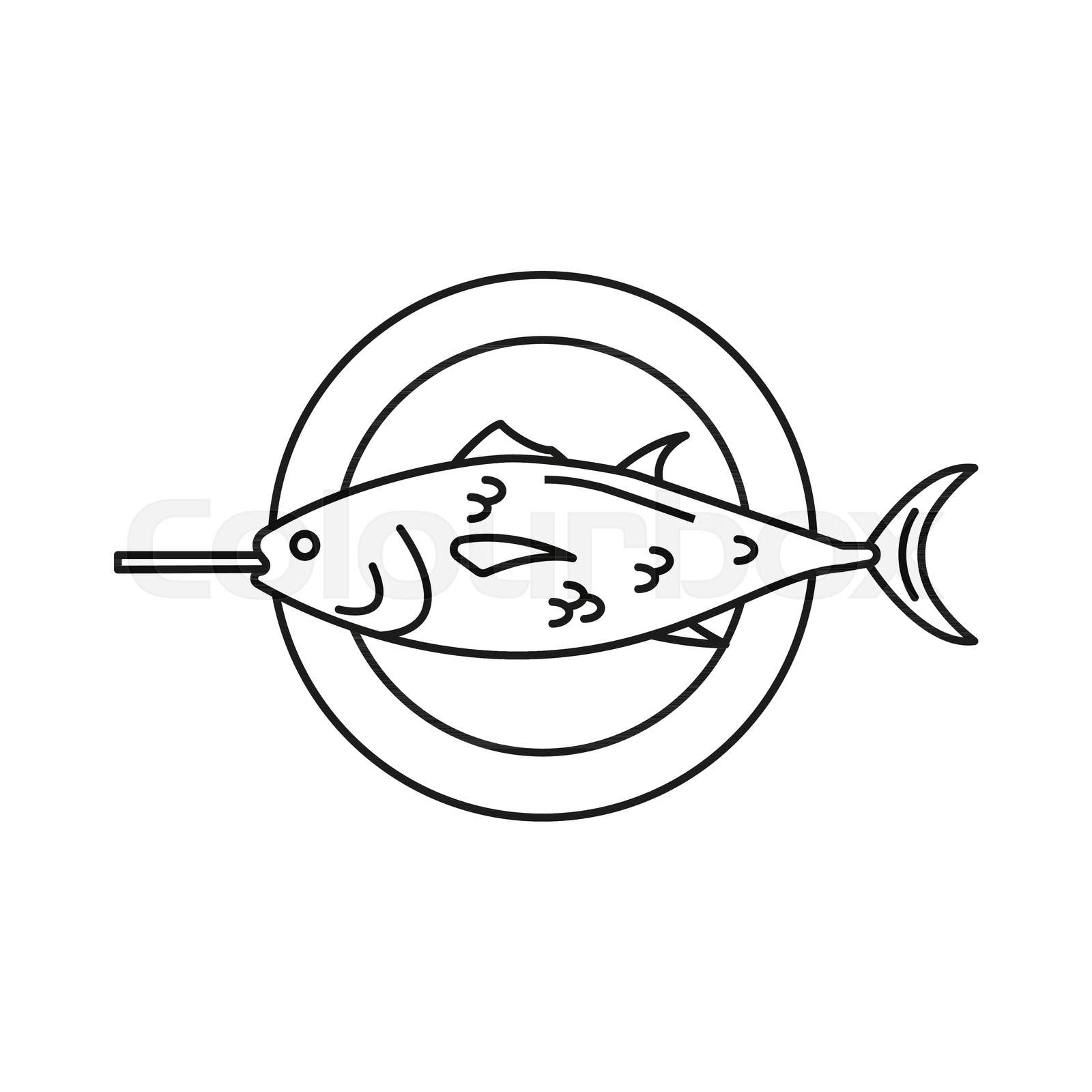 Grilled fish icon, outline style | Stock vector | Colourbox