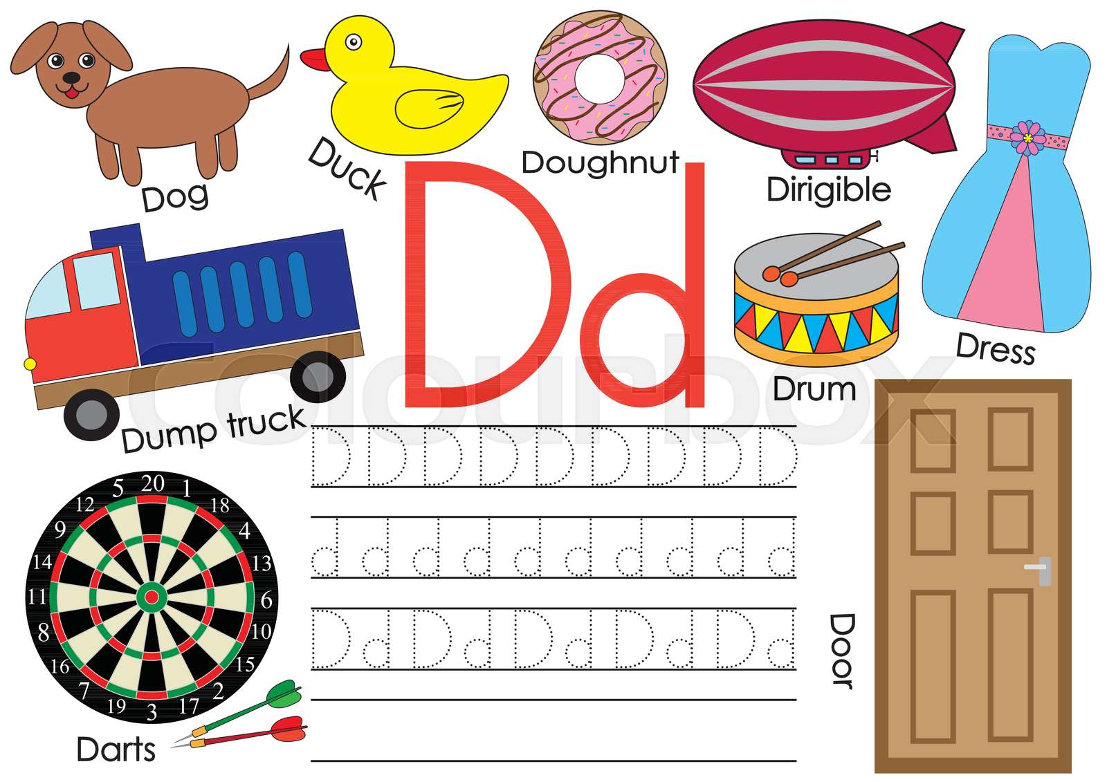 Letter D. Learning English alphabet and writing practice for children ...