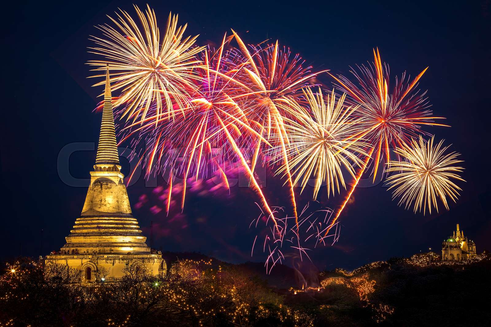 Annual firework festival at Phranakhon Khiri in Phetchaburi | Stock ...