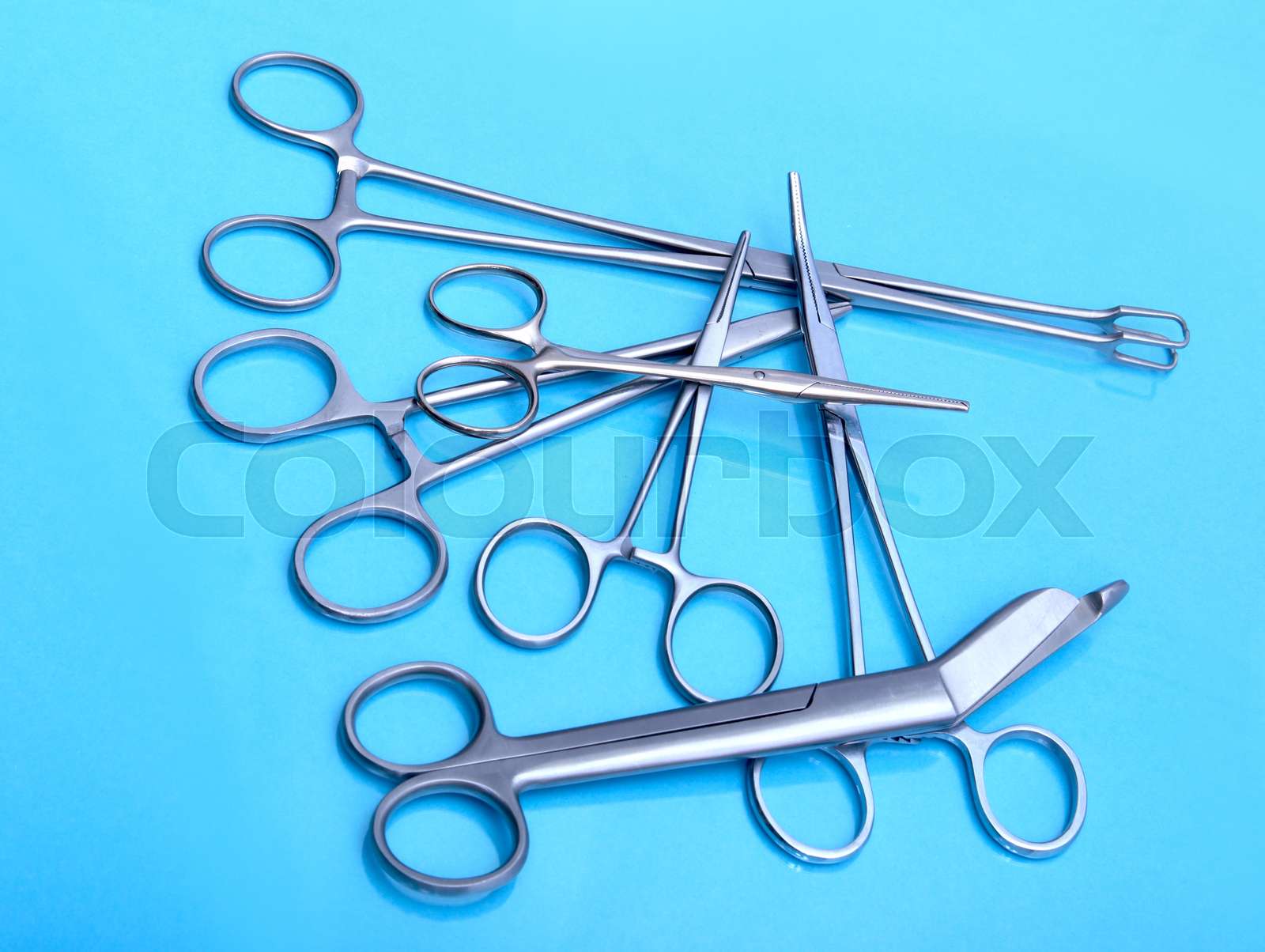 Surgical instruments and tools on table for a surgery | Stock image ...