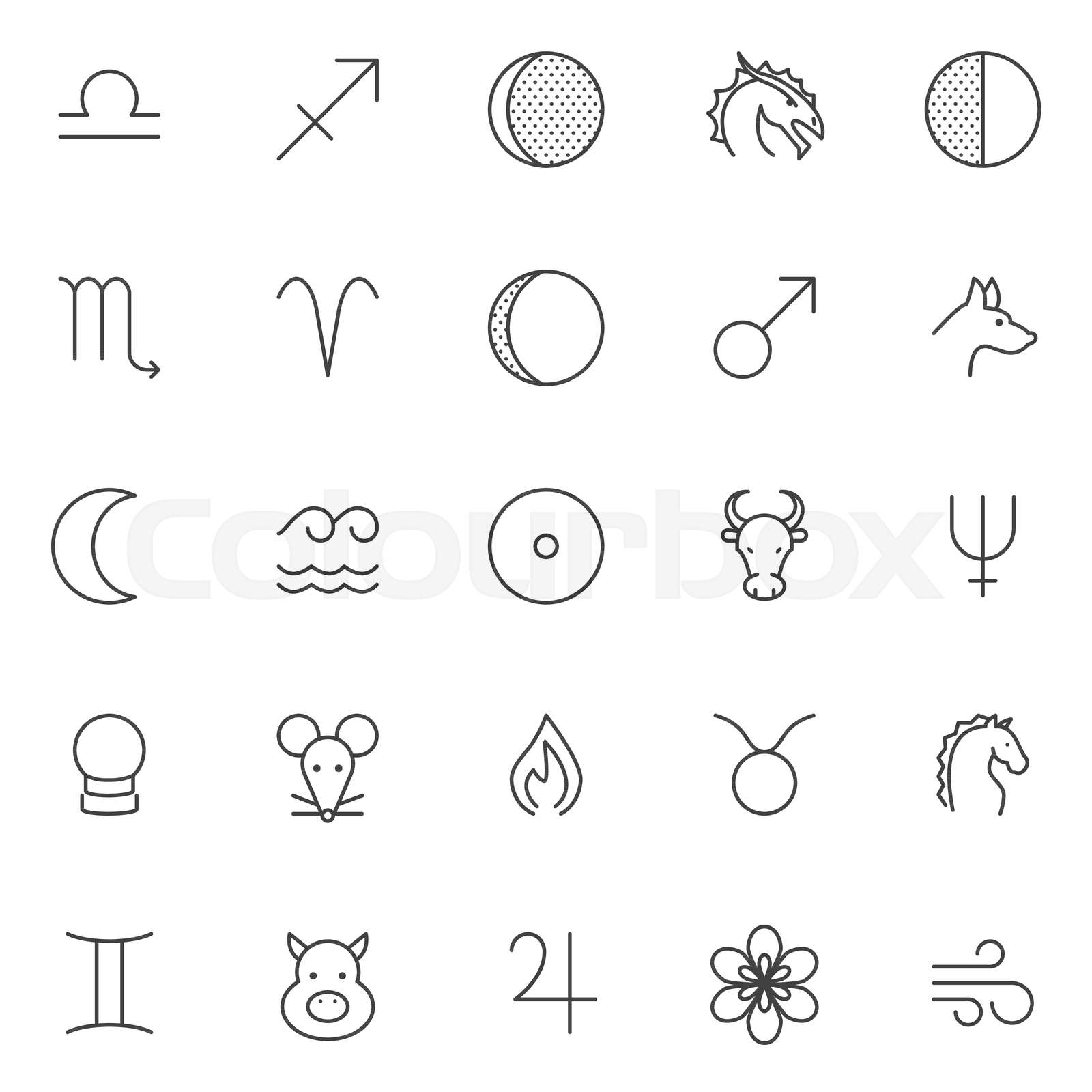 Astrology and zodiac signs outline icons set | Stock vector | Colourbox