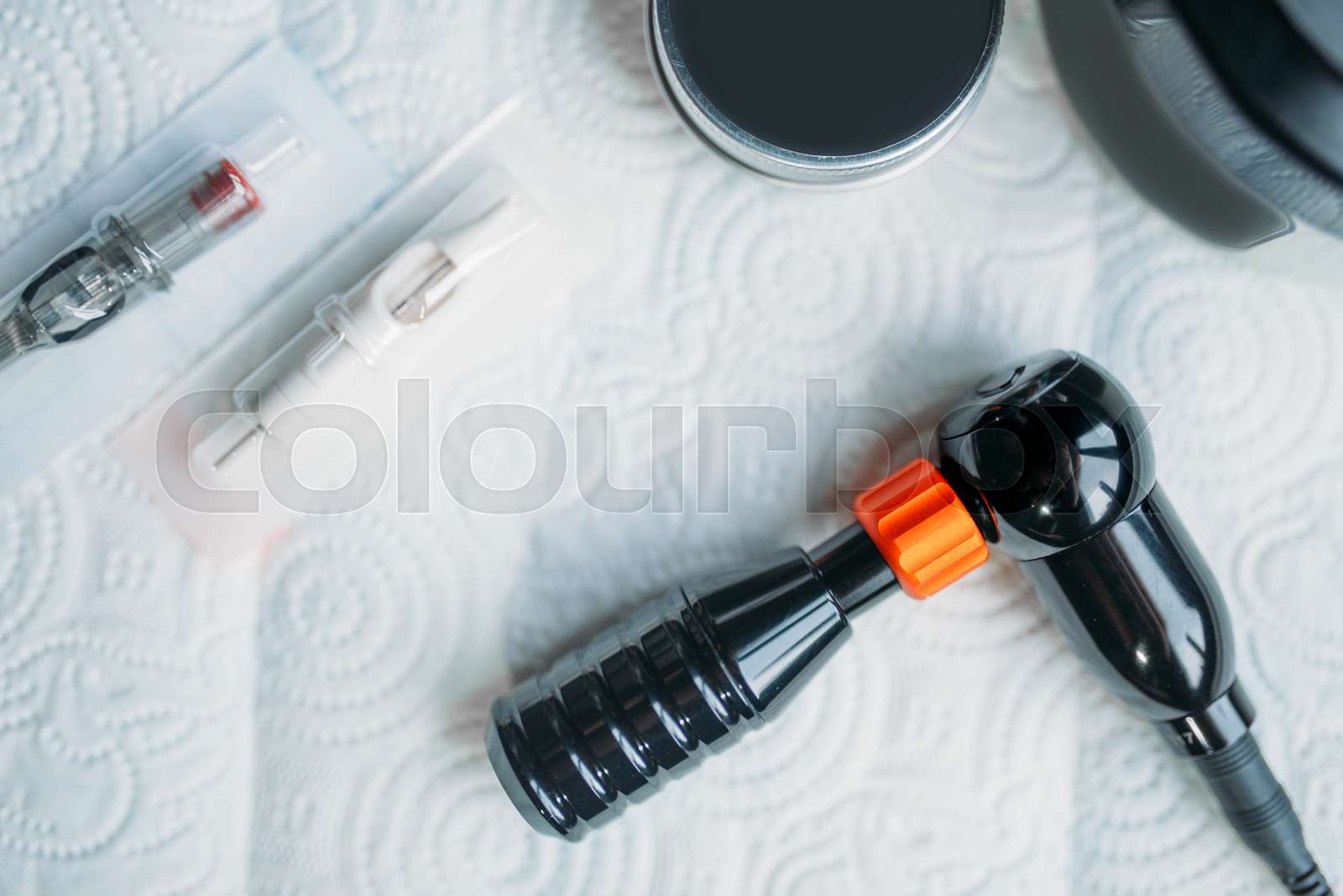 Tattoo artist workplace, tools for tattooing | Stock image | Colourbox