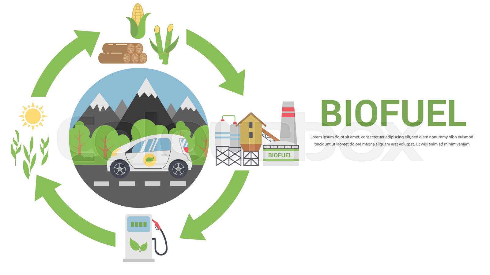 Biofuel life cycle | Stock vector | Colourbox