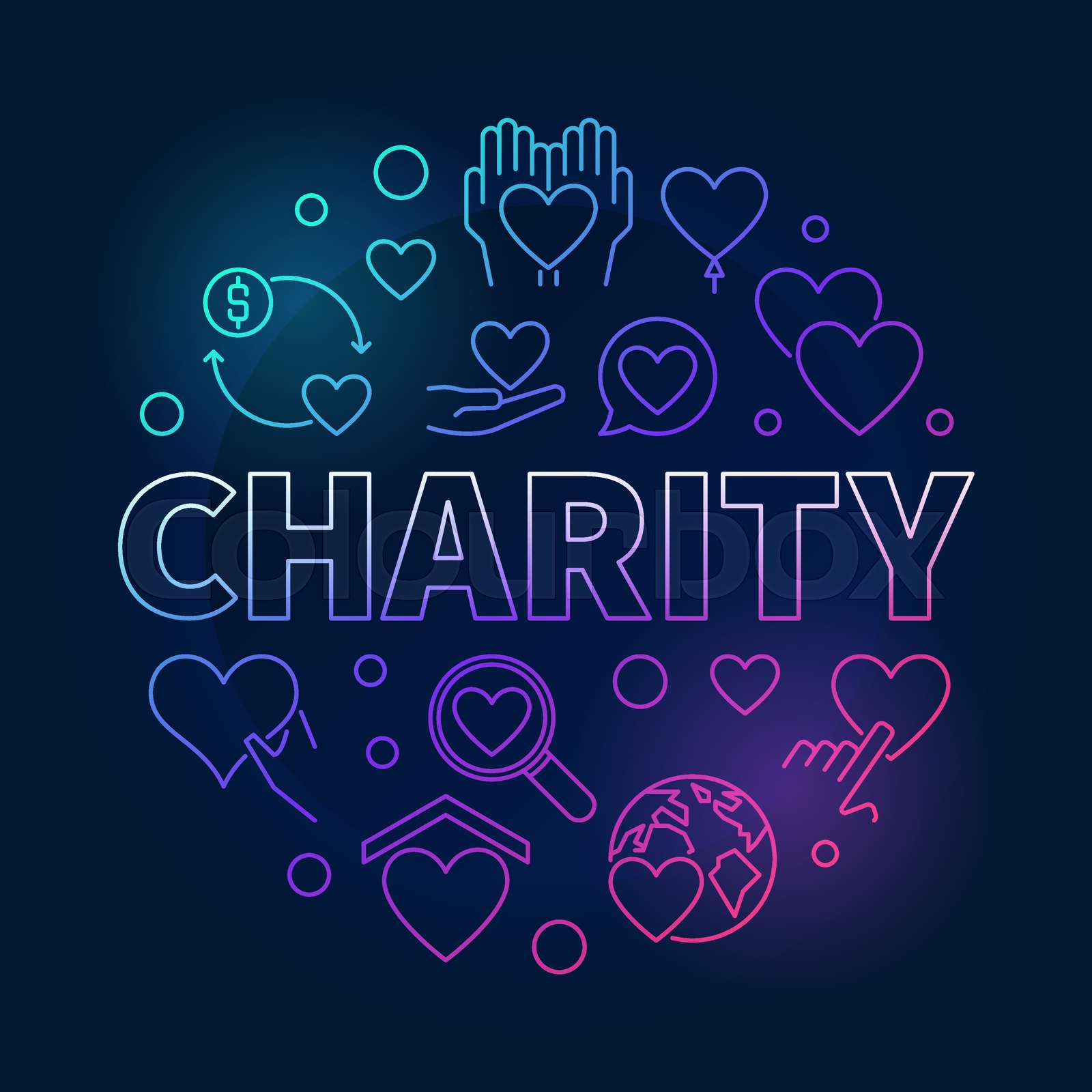 Charity round bright illustration - vector colored symbol | Stock ...