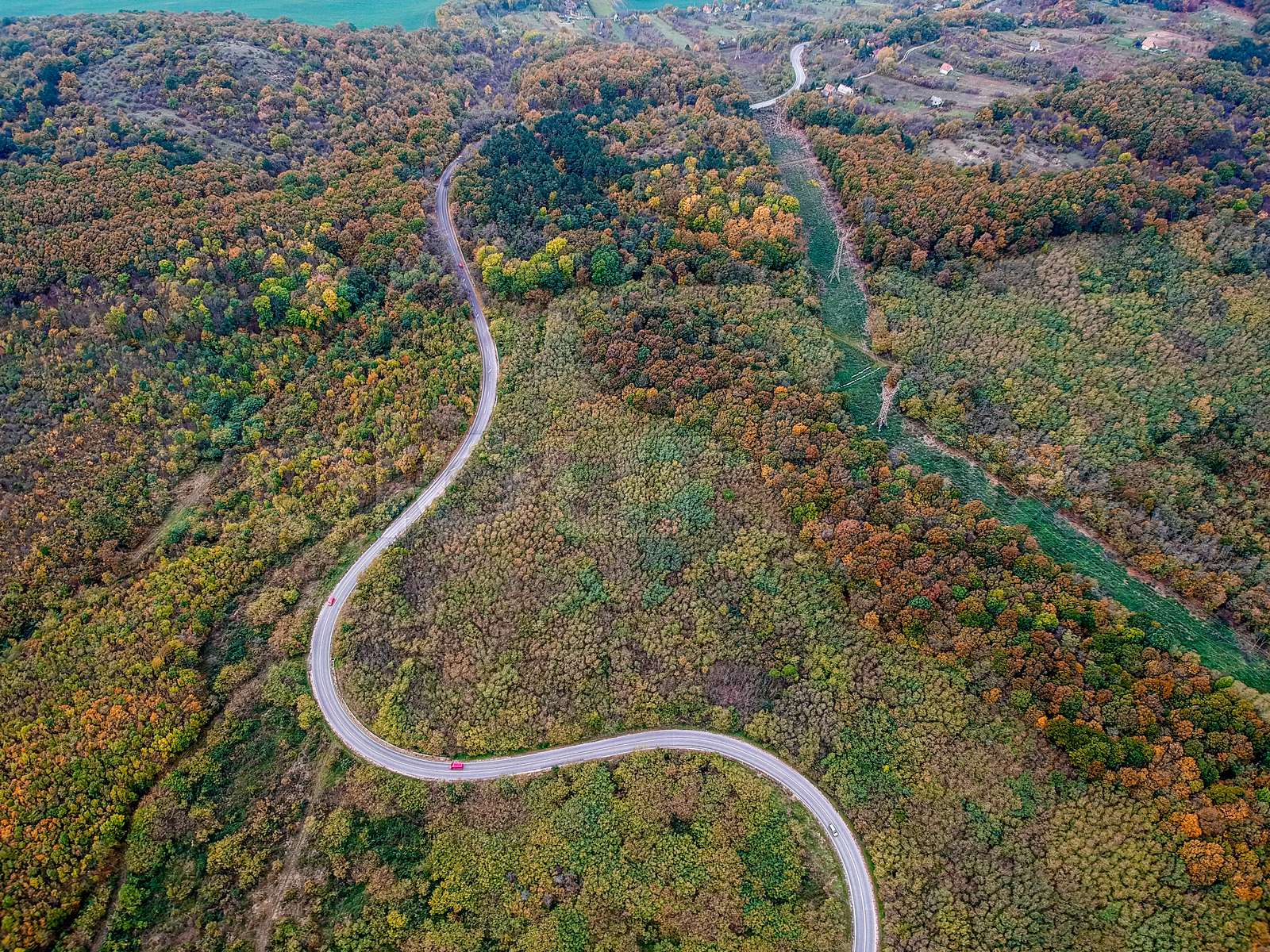 Aerial view of a curly road | Stock image | Colourbox