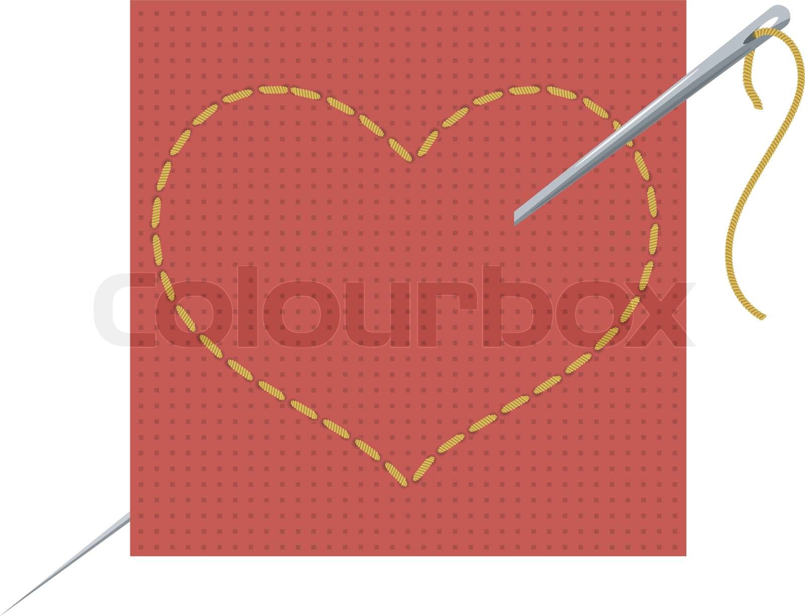 Vector illustration of the heart, needle and thread | Stock vector ...