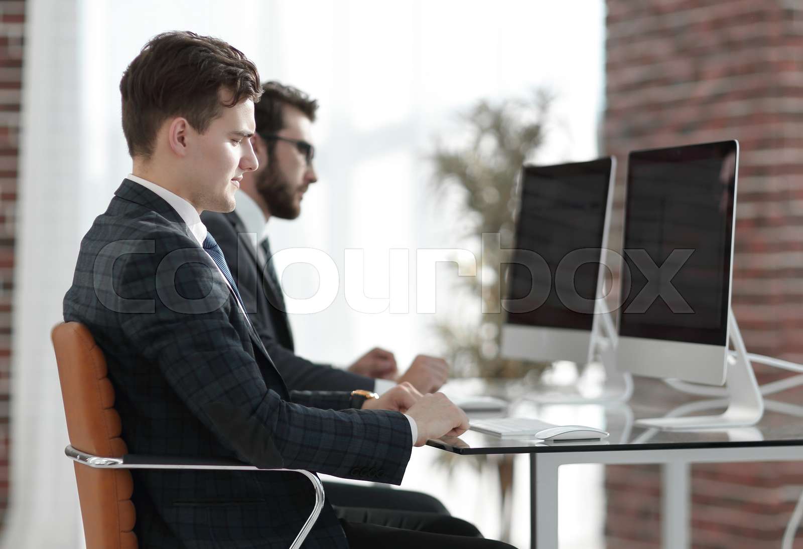 employees work with computers in a modern office | Stock image | Colourbox