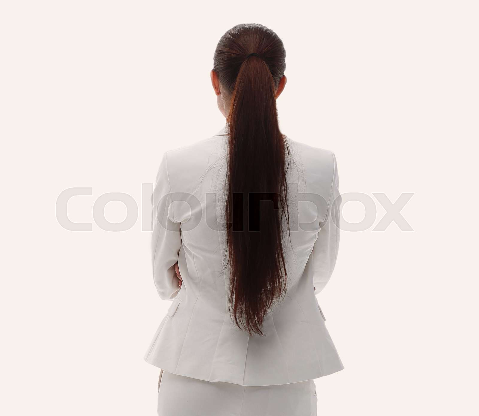 rear view. business lady in white business suit | Stock image | Colourbox