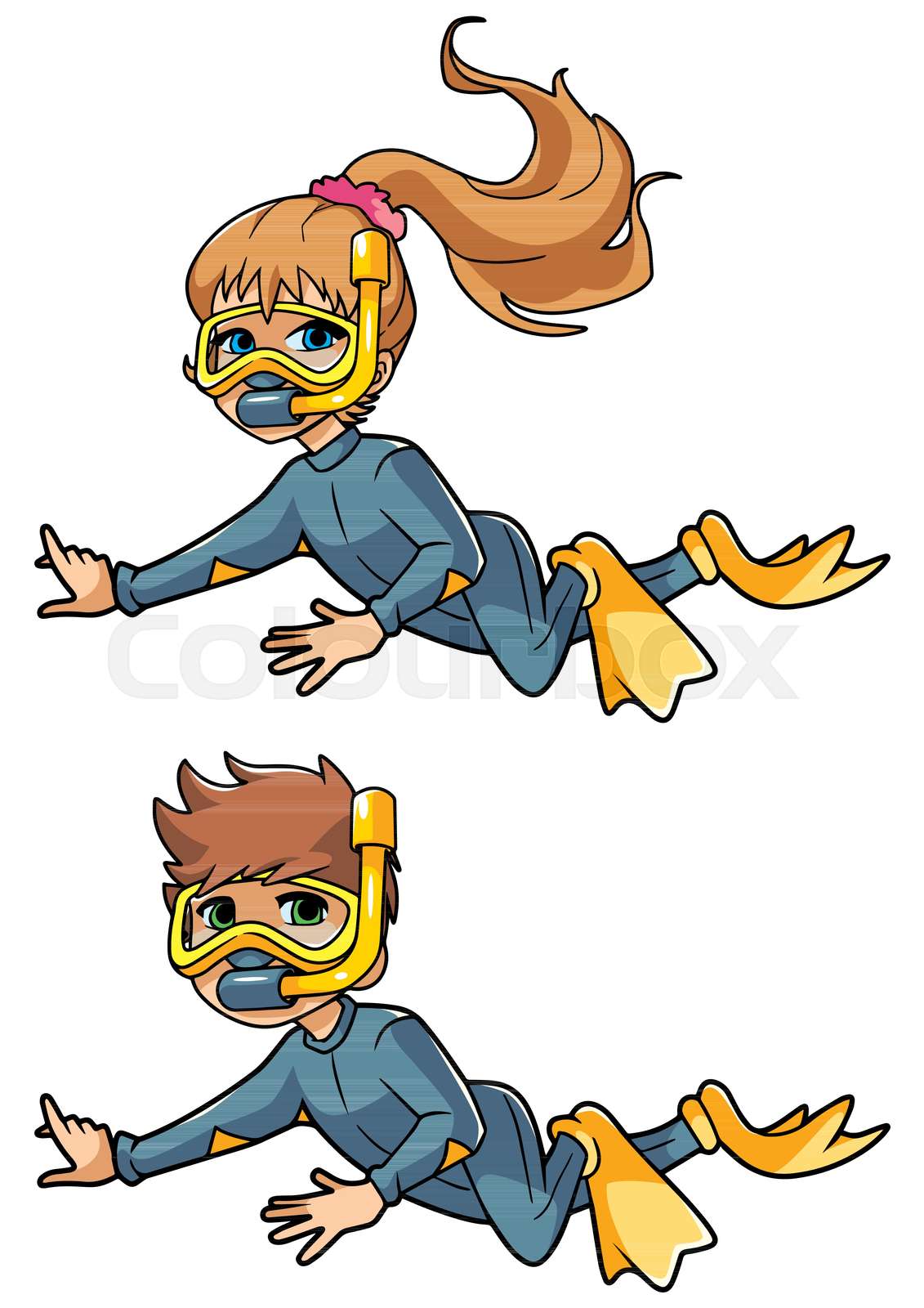 Diver Kids On White | Stock vector | Colourbox