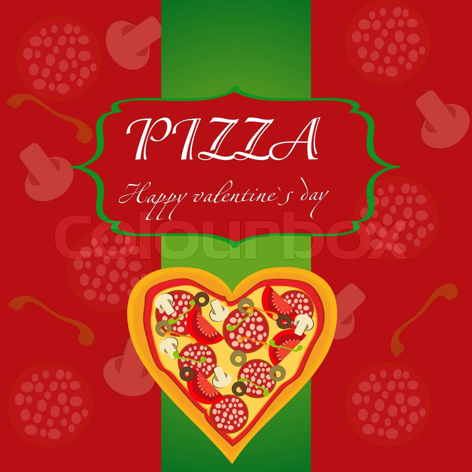Pizza Menu Template on Valentine`s Day, vector illustration | Stock ...