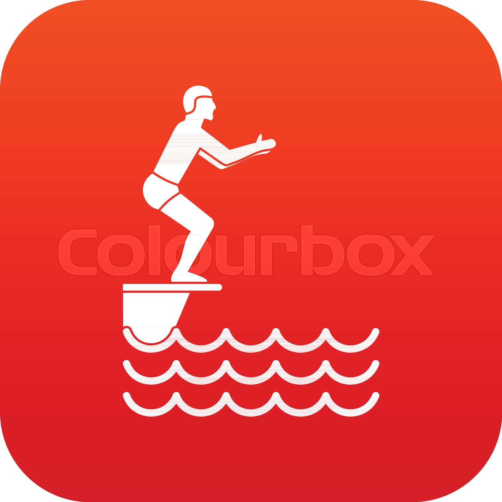 Man standing on springboard icon digital red | Stock vector | Colourbox