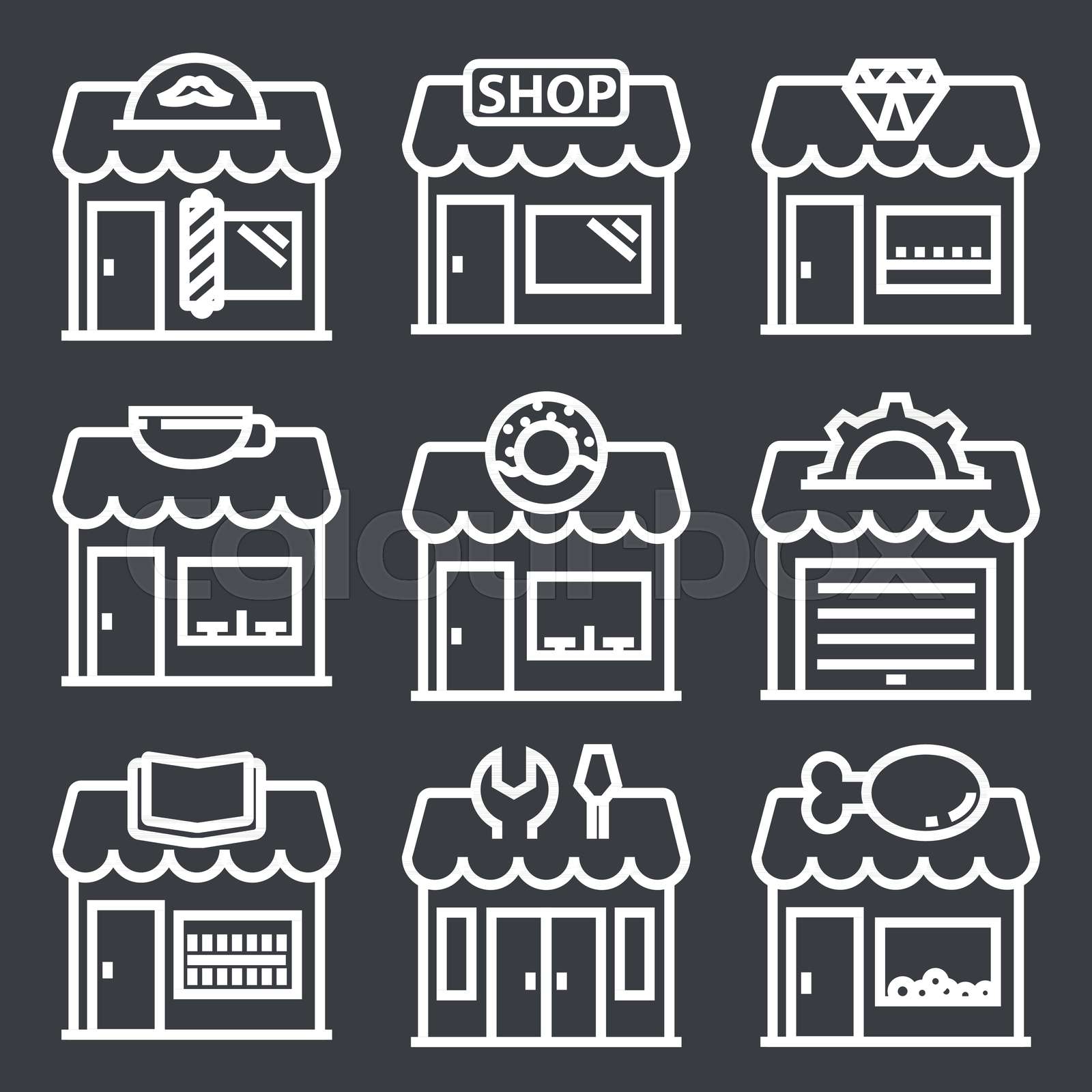 Vector white store icons | Stock vector | Colourbox